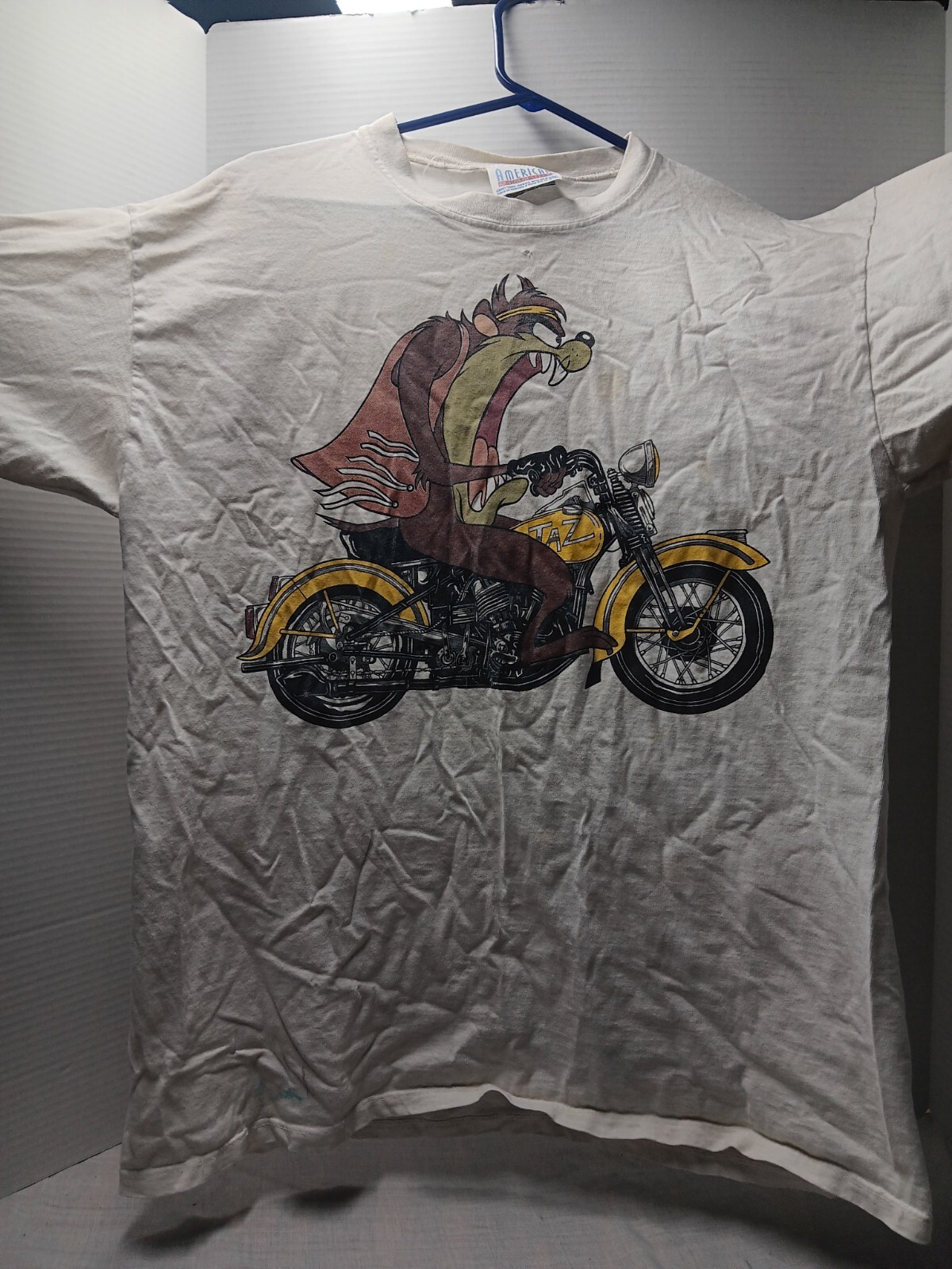 Vintage 1993 American Characters Taz On Motorcycle T-… - Gem