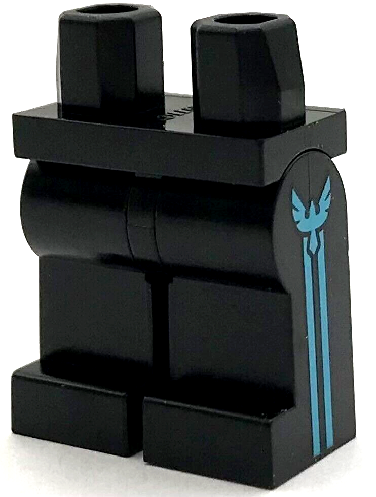 Lego New Black Minifig Legs Medium Azure Vertical Stripes Bird Logo ...