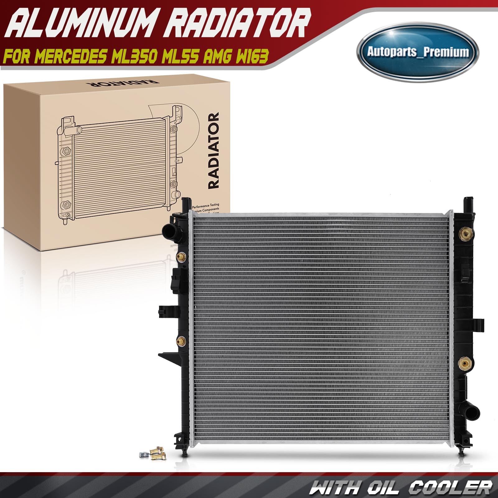 1Pc New Aluminum Radiator for Mercedes-Benz ML350 ML55 AMG W163 V6 3.7L ...
