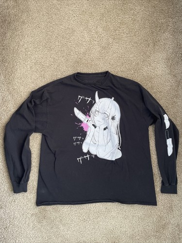Lewd Complex Long Sleeve Black T-Shirt XL YANDERE YŪREI Knife Pattern Sleeve | eBay
