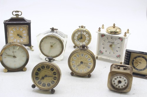 F x9 Vintage Mechanical Clocks, Not Tested inc Jerger, Estyma, Tempora ...