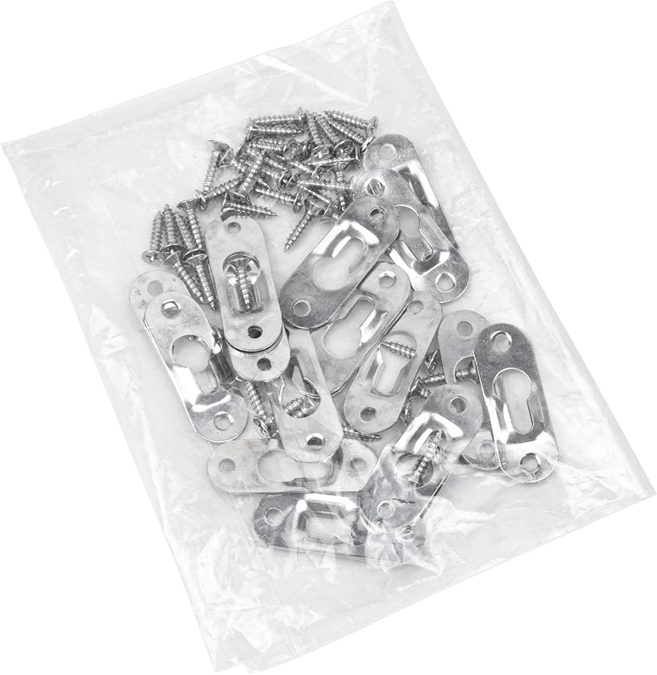 20 Pack Silver Metal Single Keyhole Hangers with Screws Metal Keyhole ...