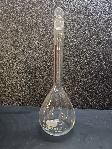 Corning Pyrex Class A Glass 250mL Lifetime Red TC Volumetric Flask #16 ...