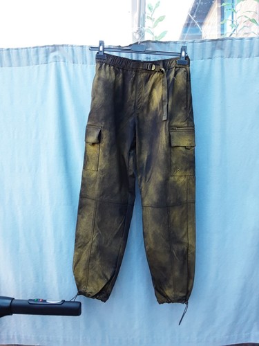 Primark Black Sprayed On Gold Tech Cargo Trousers UK S New | eBay