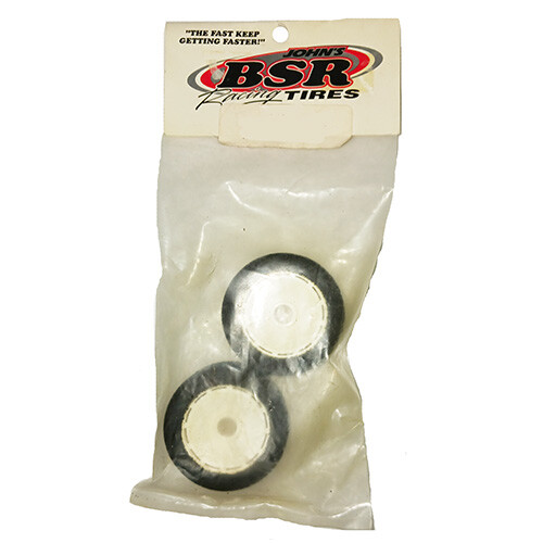 BSR Racing 2pc 1/12 Front Black Dot Foam Mounted Tires on White Wheels ...