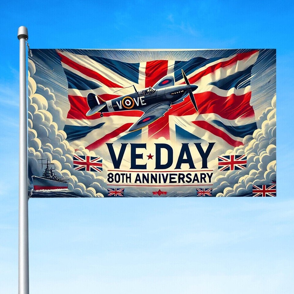 2025 REMEMBRANCE DAY 2 X VE / VJ DAY FLAGS 80TH ANNIVERSARY BANNER ...