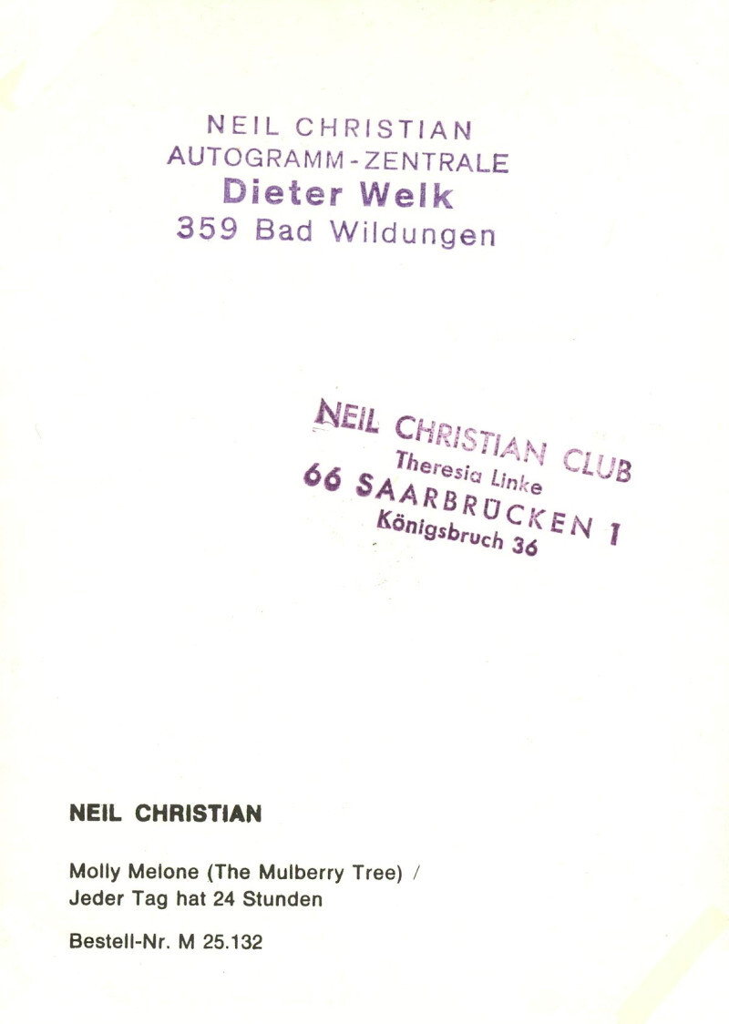 NEIL CHRISTIAN : signed (!) promotion card , Germany VOGUE 1969 | eBay.de