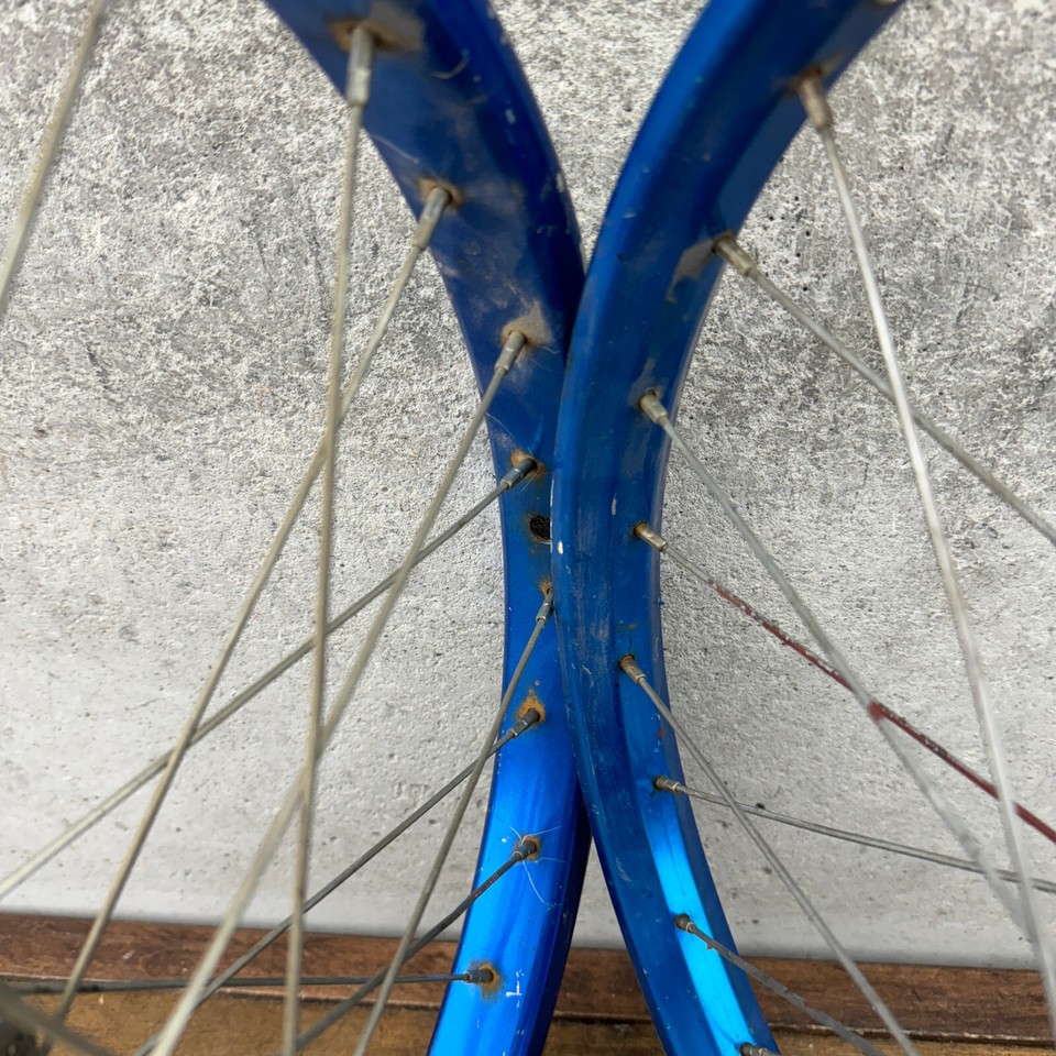Blue BMX Wheel Set 20" Shimano Coaster Hub Steel Rim Hoop 70s 80s Old ...