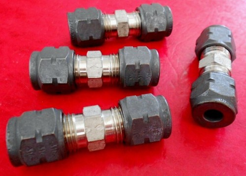 NOS Lot of 4 ea. 1/4" Straight Union Tube Compression Fittings Imperial ...