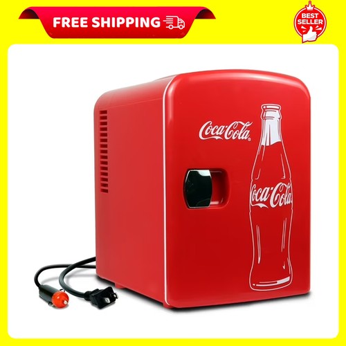 Coca-Cola 6 Can Mini Fridge Portable 4L Mini Cooler Travel Compact ...