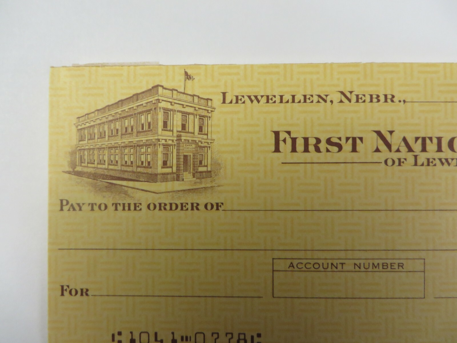 Vintage First National Bank of LEWELLEN, NEBRASKA Counter Check Book ...