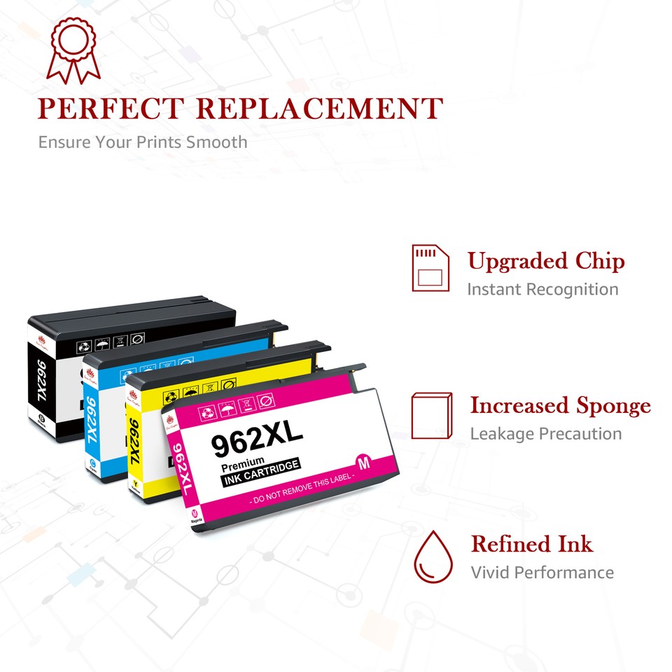 Compatible 962XL Ink for HP OfficeJet Pro 9015 9010 9018 9025 9010 9012 ...