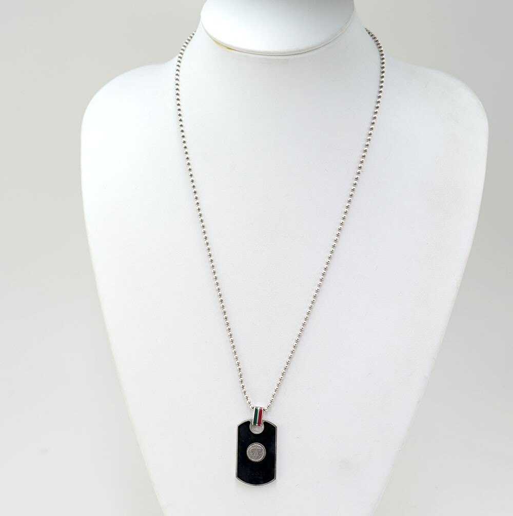 GUCCI Logo Crest Emblem Ball Chain Necklace 23" Silve… - Gem