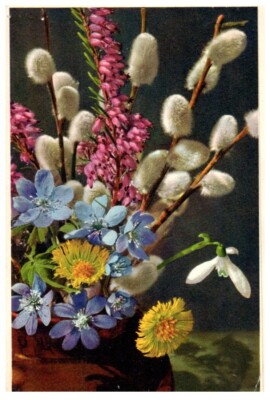 Bouquet Of Spring Flowers Floral Postcard Posted 1944 | eBay