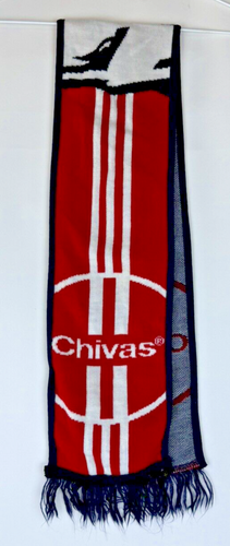 Authentic Chivas Team Scarf Guadalajara Mexico Red & White w/Blue Trim ...
