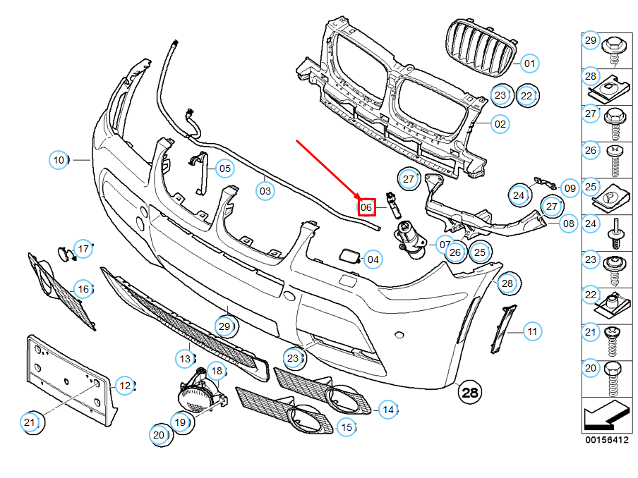 BMW X3 E83 Front Right Headlight M Nozzle 61673414962 3414962 NEW ...