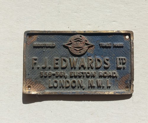 Belgian metal plaque sign FJ EDWARDS Wood & Metal Working Machinery ...