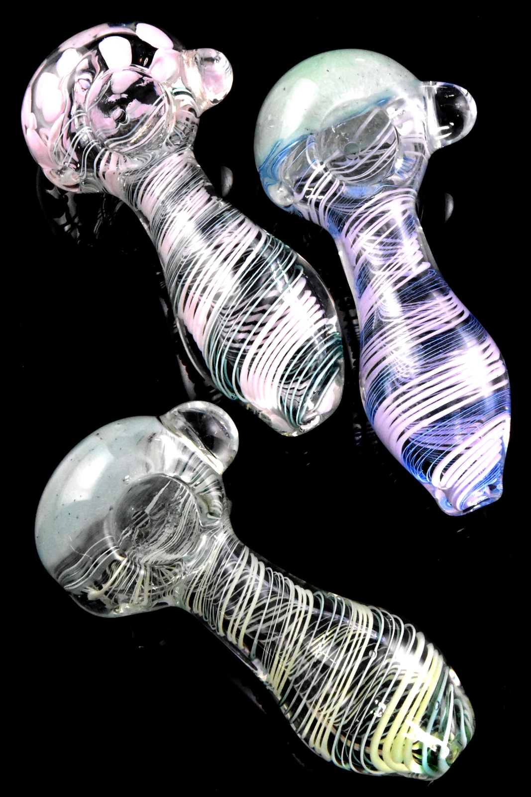 4" Neon Colored Swirl Striped Clear Glass Pipe | eBay