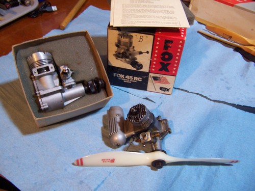 NOS Fox 45 RC engine in original box and used Fox 19 model airplane ...