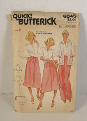 Vintage Quick! Butterick 6045 Shirt, Shirt Jacket, Skirt Misses 8 ...