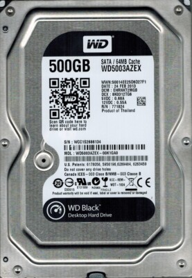 Western Digital WD5003AZEX-00K1GA0 DCM: EHRNKT2MGB WCC1S 500GB | eBay