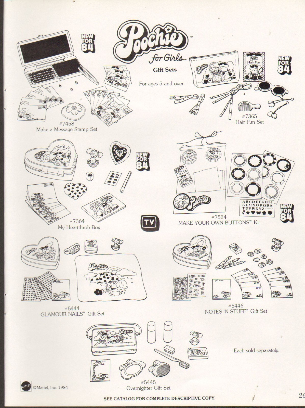 1984 VINTAGE TOY AD SHEET #698 - MATTEL - POOCHIE FOR GIRLS - GIFT SETS ...
