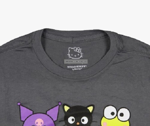 Hello Kitty Sanrio NEW♈Boy's Printed SS Knit Tee size M~Charcoal/yellow/purple | eBay