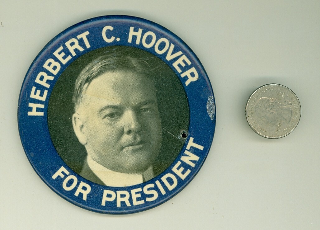1928 Herbert Hoover Political Campaign Pinback Button Attachment 3 1/2 ...