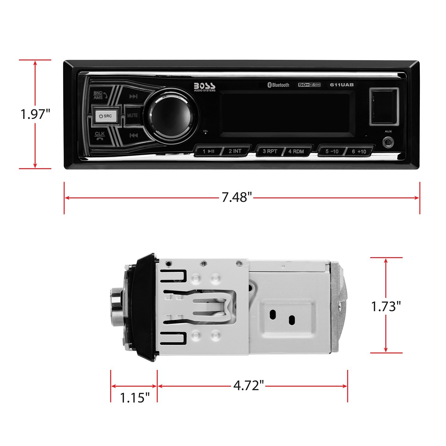BOSS Audio Systems 611UAB Car Stereo – Bluetooth, Aux In, USB, No CD ...