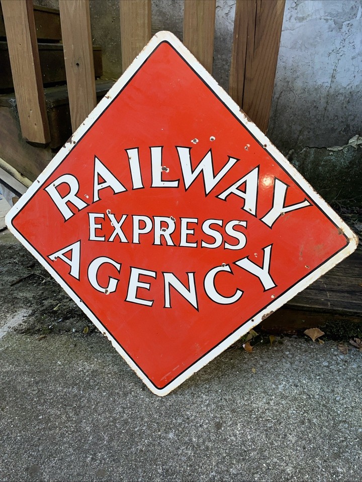 Railway Express Agency Double Sided Porcelain Sign | eBay