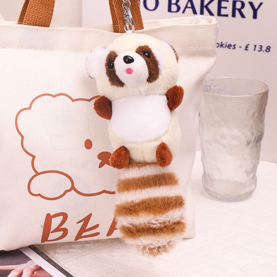 Soft Plush Pendant Raccoon Backpack Accessorie Cartoon Raccoon Keychain ...