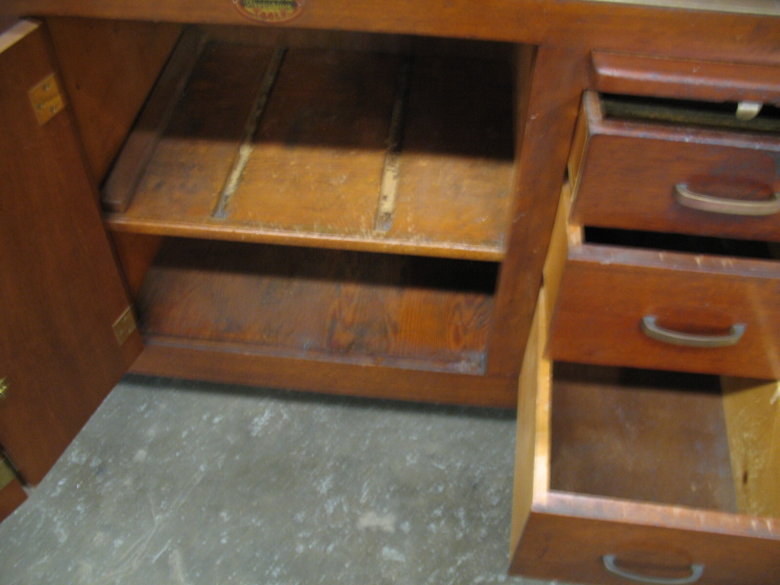 2 MOORE JIG BORER GRINDER MAHOGANY WORK BENCH TOOL STORAGE CABINET ...