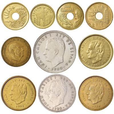 10 Spain Coins | Spanish Currency Collection | 1 - 100 Pesetas | 1966 ...