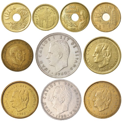 10 Spain Coins | Spanish Currency Collection | 1 - 100 Pesetas | 1966 ...