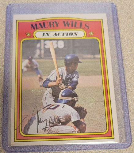MAURY WILLS SIGNED 1972 O-PEE-CHEE OPC BASEBALL CARD #438 AUTOGRAPH ...