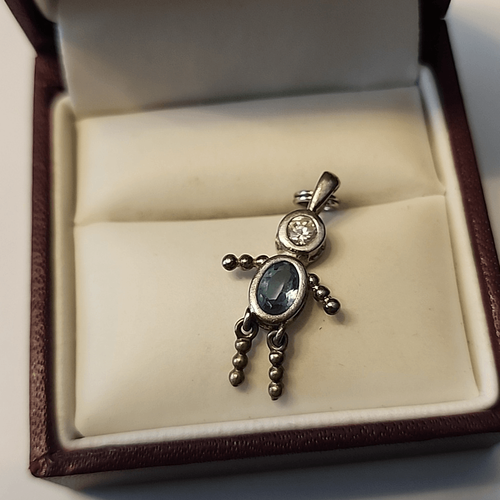 Sterling Silver Aquamarine CZ March Birthstone Little Boy Charm Pendant ...