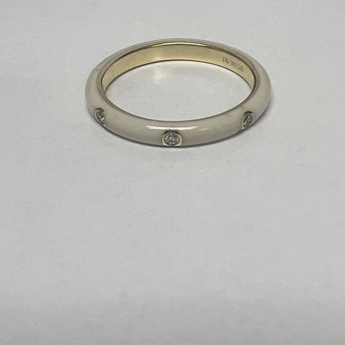 EF Collection 3 Diamond And Enamel Ring 14kt Yellow Gold Creamy/White ...