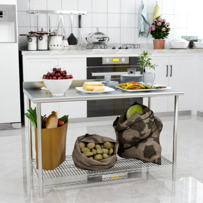 Commercial Work Bench Stainless Steel Kitchen Worktop Catering Prep ...