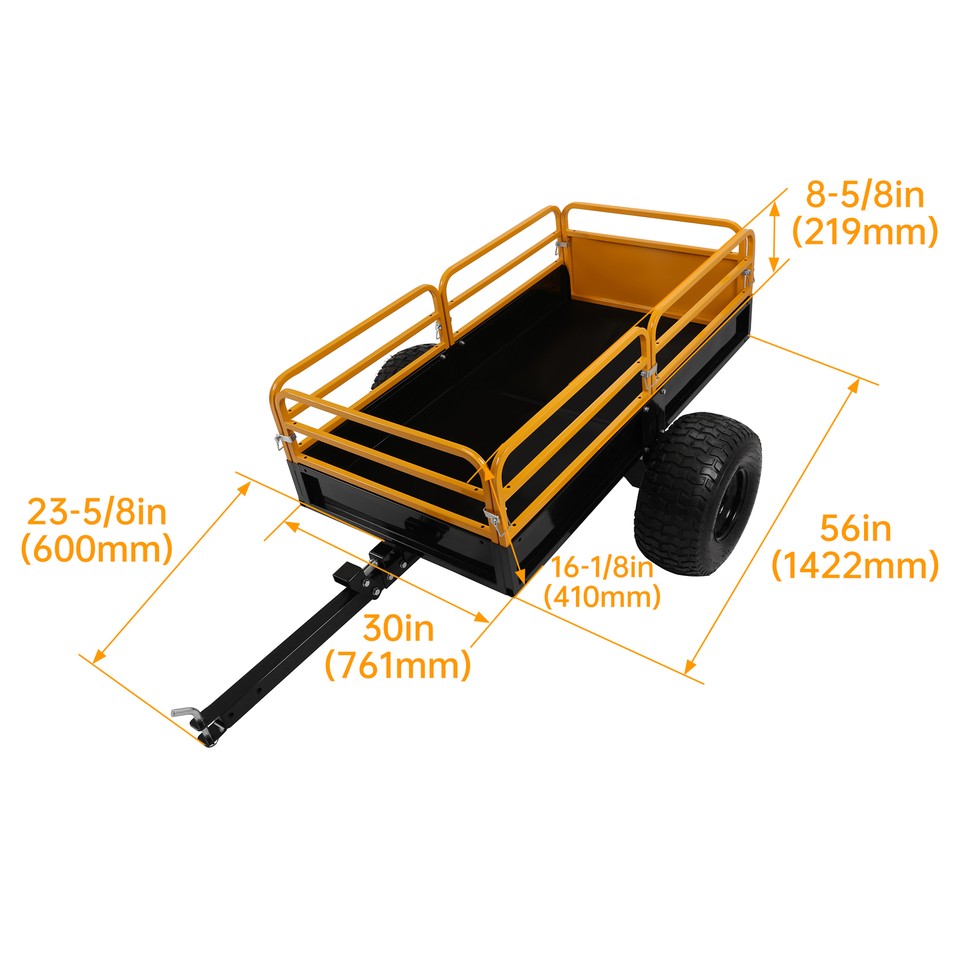 For ATV Utility Cart Cargo Trailer Tow Behind Dump Cart 1600 lbs Garden ...