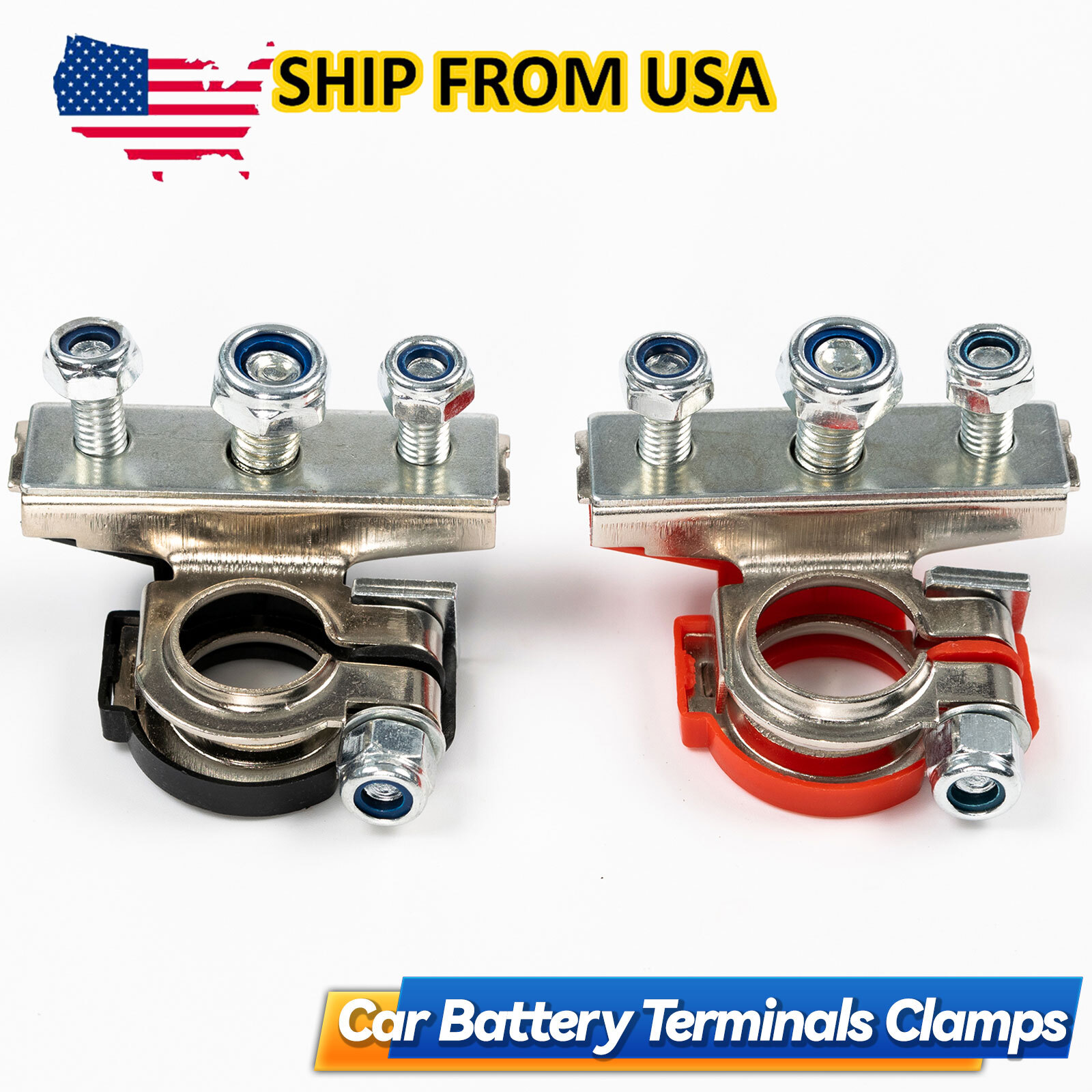 12V Car Marine Top Post Battery Fast Terminals Cable Connectors Clamps ...