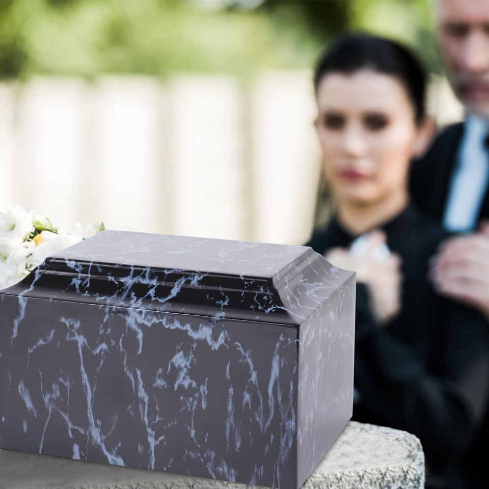 Elegant Black Marble Cremation Urn Vault for Adult Ashes - Ground ...