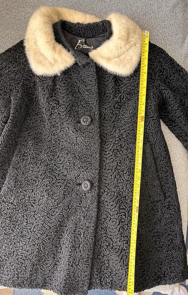 Vintage Black Persian Lamb Karakul Astrakhan Fur Coat With Cream Mink ...