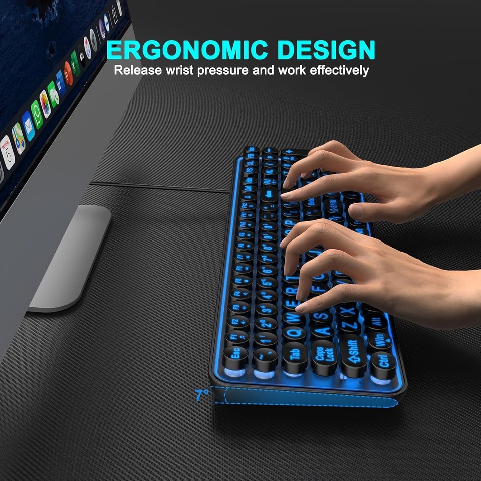 Large Print Backlit Keyboard, Wired USB Lighted Computer Keyboards with ...