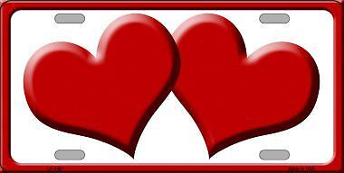 Solid Red Centered Hearts White Novelty License Plate Tag LP2461 | eBay