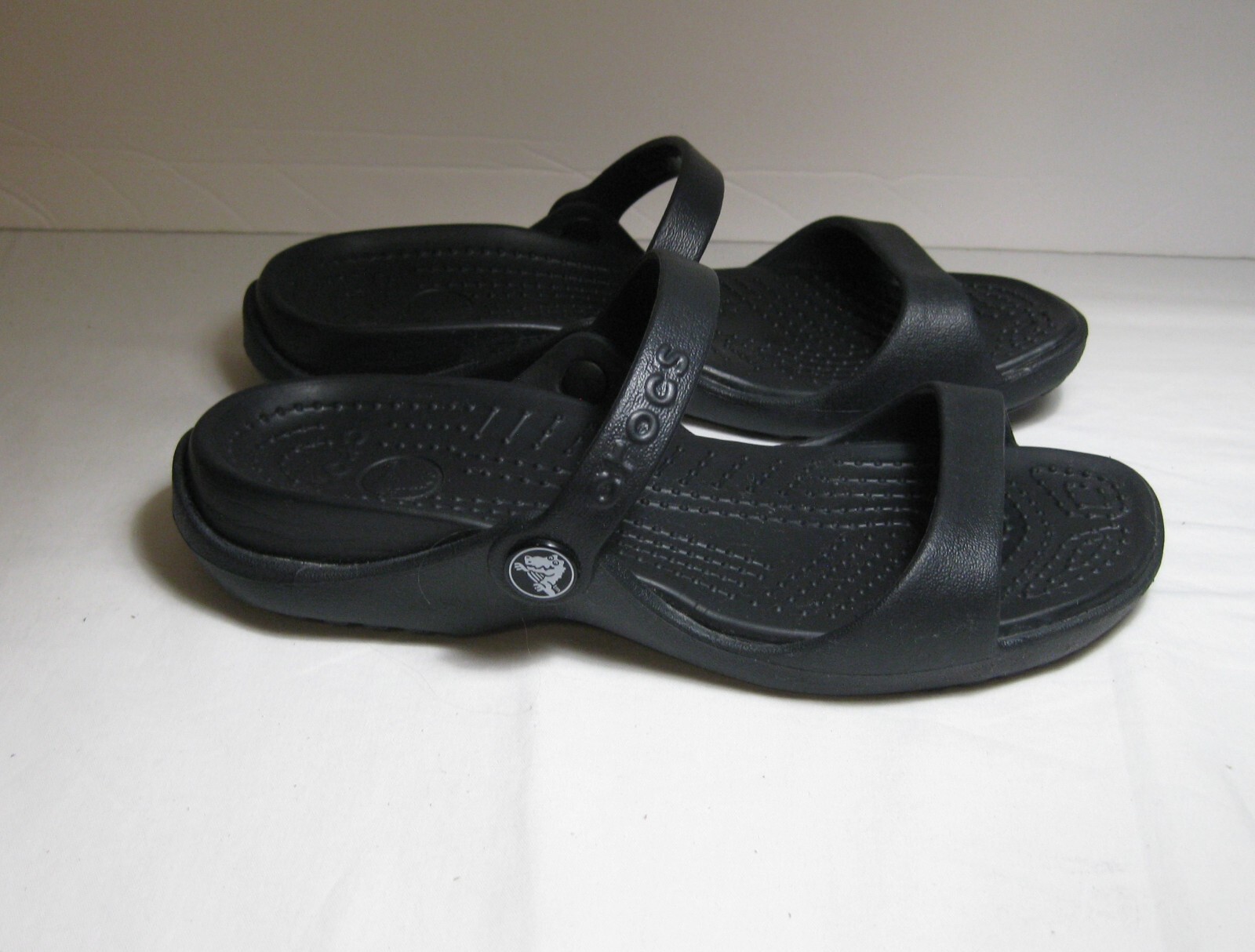 Crocs Women's Cleo Black Double Strap Slides Sandals … - Gem