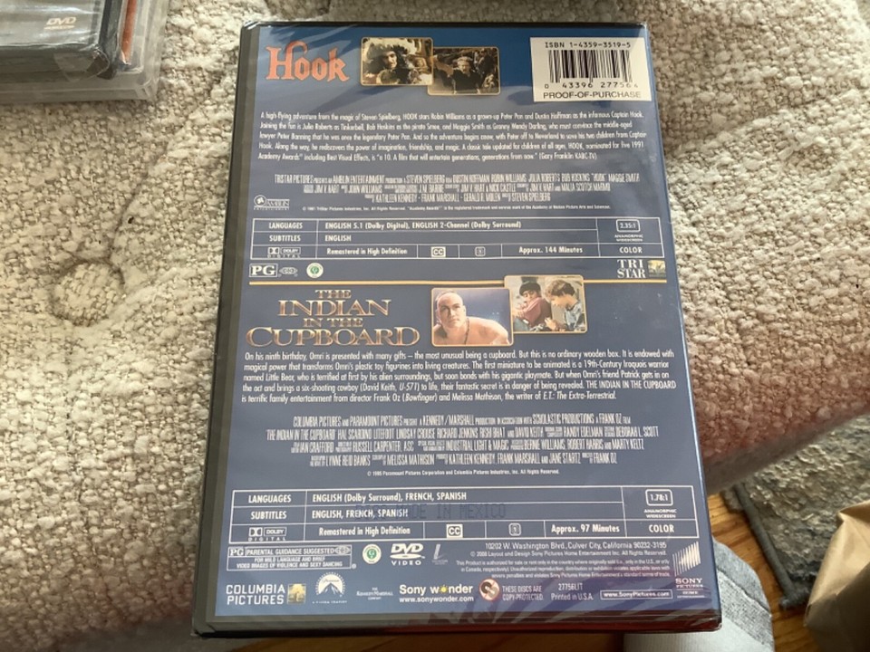 Family Fun Time Double Feature DVD Hook and The Indian in the Cupboard ...