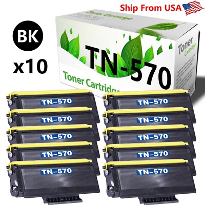 10Pack TN570 Black TN 570 Toner Cartridges for DCP-8040D HL-5170DNLT ...