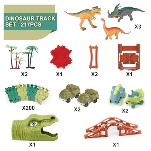 Dinosaur Track Toys - Best Birthday Gifts for 3 4 5 6 Green Dinosaur ...