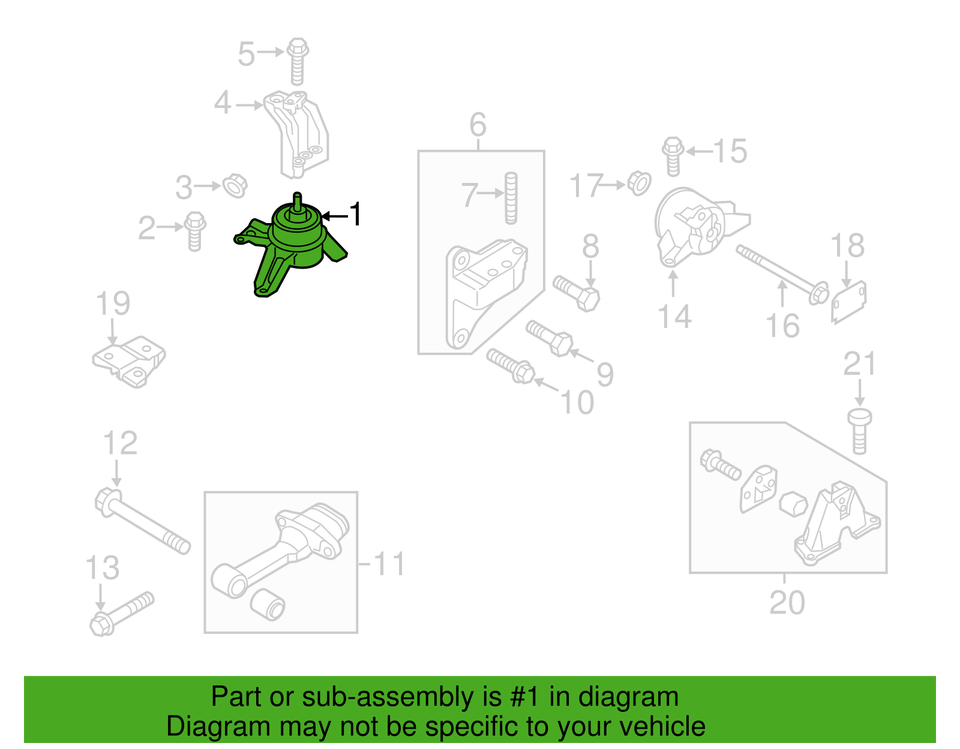 OEM Front Right Engine Mount for 11-14 Sonata 11-15 Optima 2.4L # 21810 ...