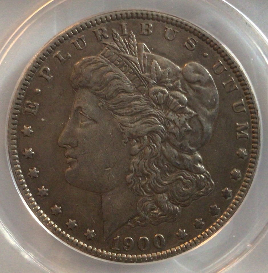 1900 O/CC Morgan Silver $1, ANAC Grade AU55, Top 100, Vam-8, A lot Of ...